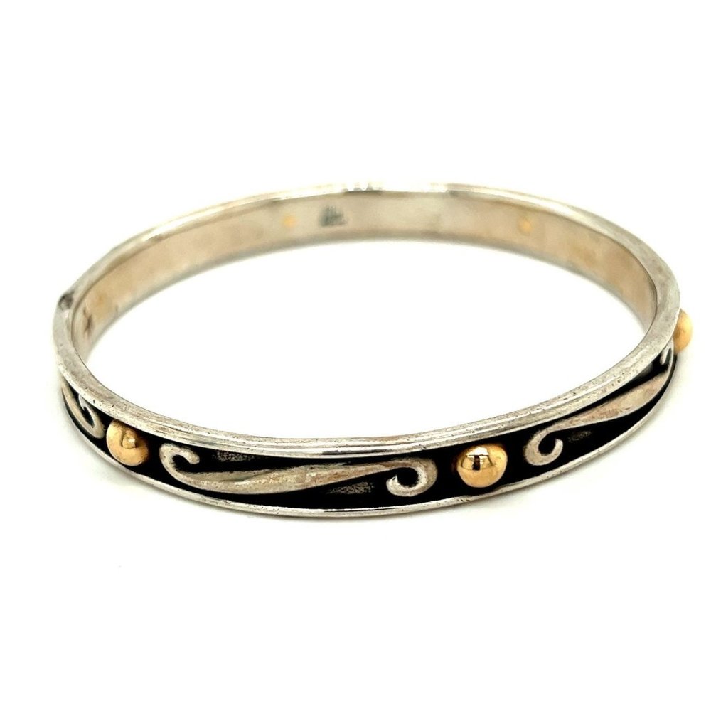 Retired James Avery Silver/14k Scroll Bangle - Gem